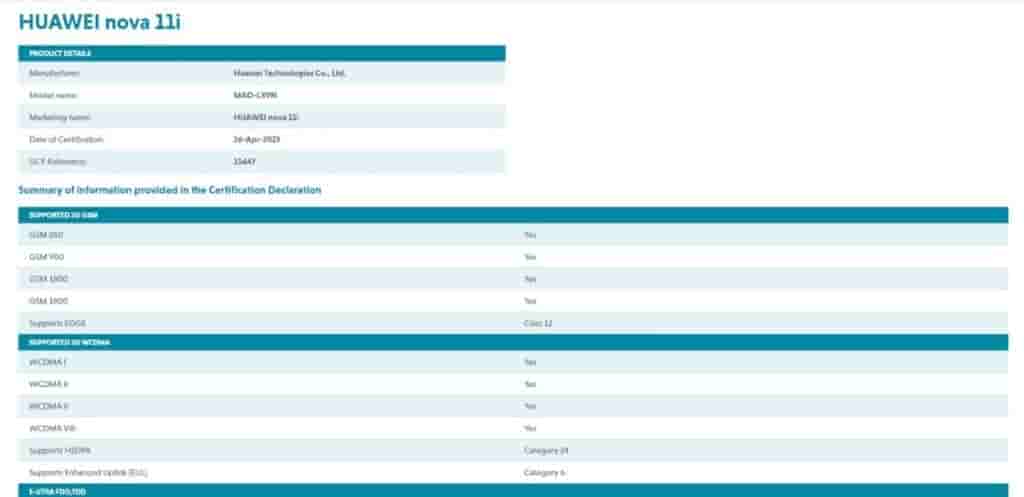 Huawei Nova 11i Appears on the GCF Certification Website in Two Model ...