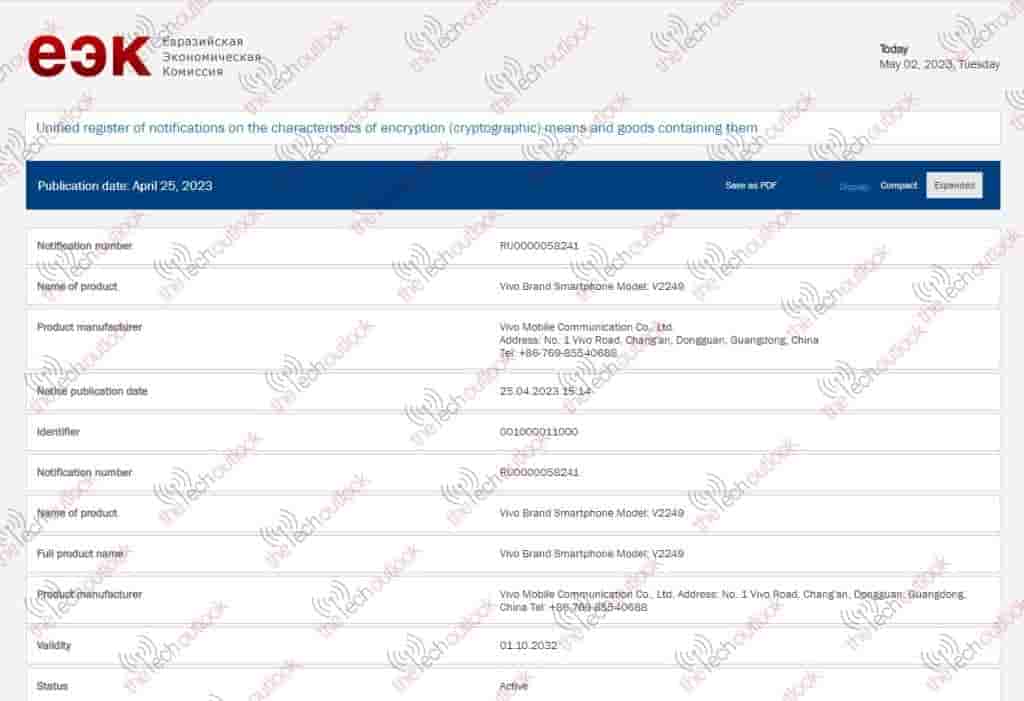 Upcoming Vivo V2249 and V2250 Smartphones Appears on the EEC ...