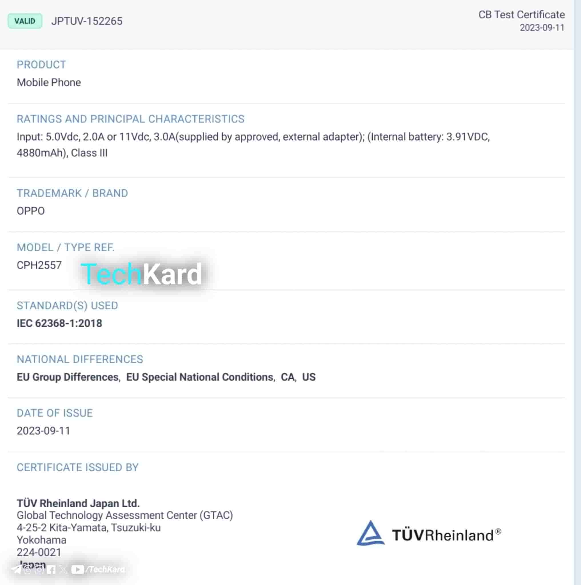 Oppo’s mysterious phone with model number CPH2557 spotted on TÜV ...