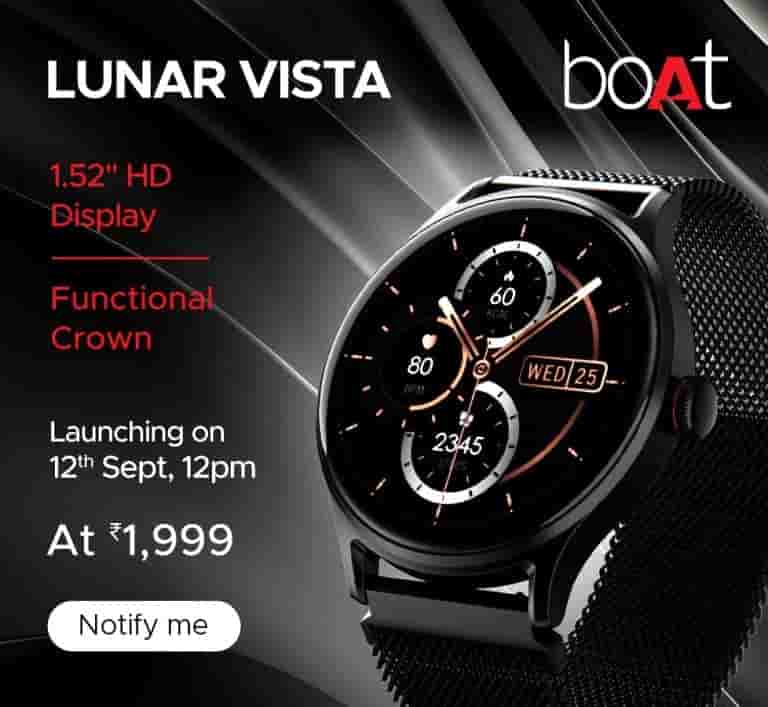 boAt’s ‘Lunar Vista’ smartwatch, with 1.52-inch Circular Model HD ...