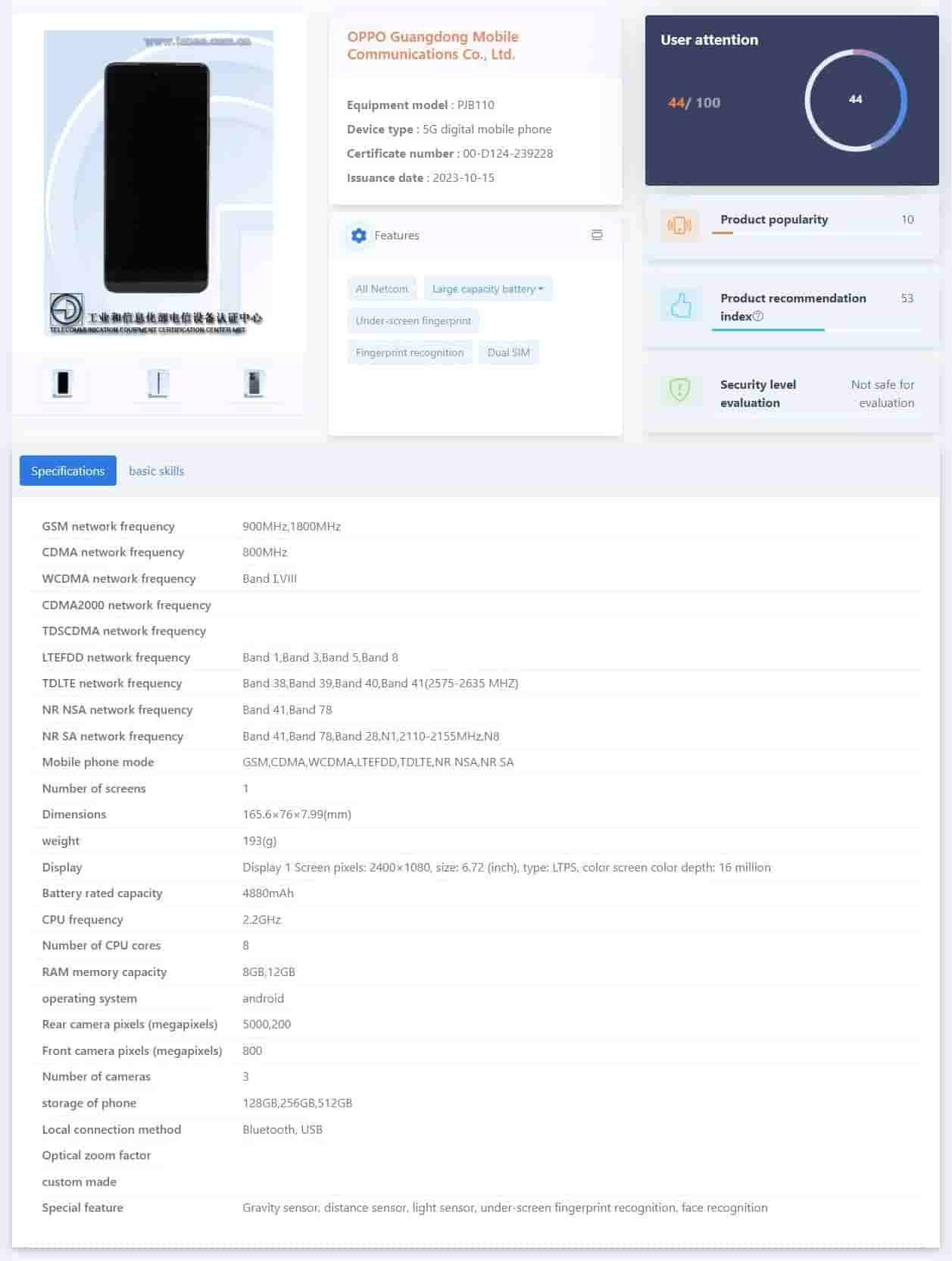 OPPO A2 5G Spotted on the TENAA Database: Renders and Specs Revealed - The Tech Outlook