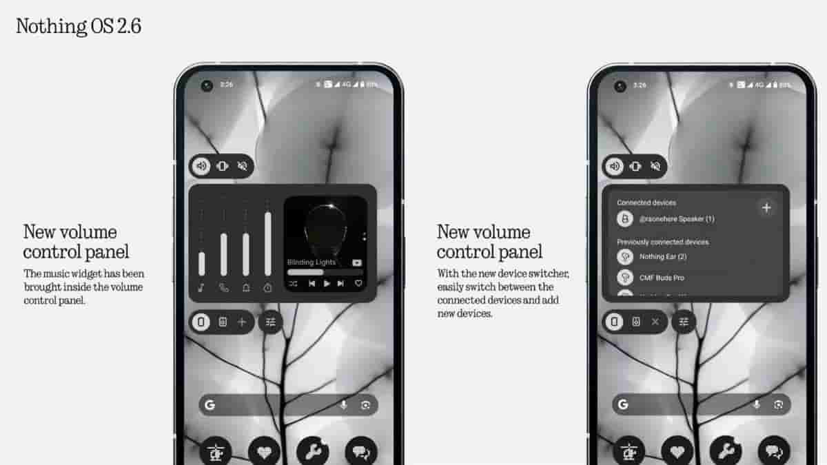Nothing OS 2.6 New Volume Control Panel Concept Revealed: Music Widget and Device Switcher - The ...