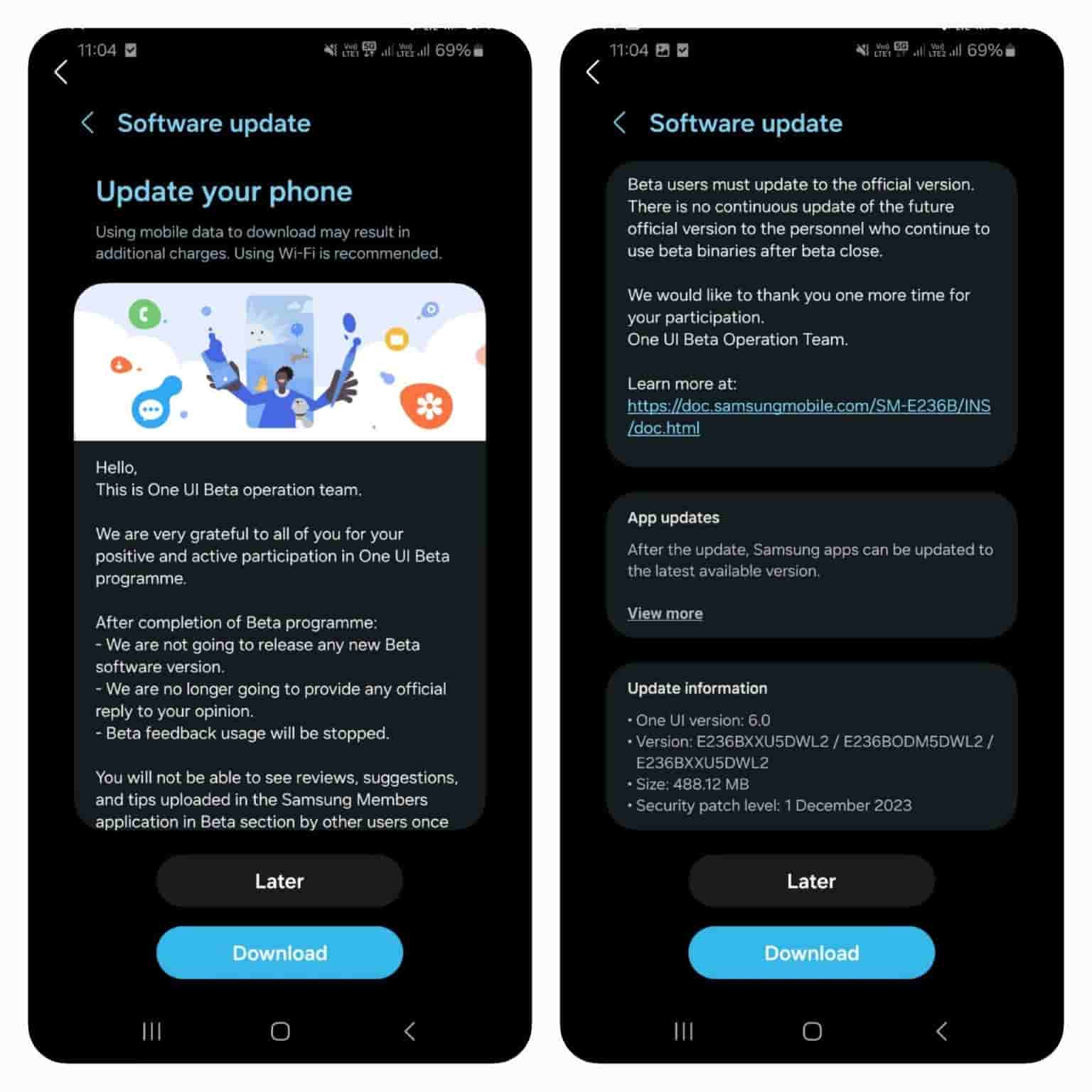 Samsung Galaxy F23 5G beta users in India receives Android 14 based One ...