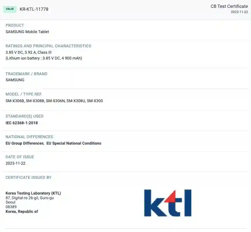 Samsung's Galaxy Tab Active 5 (Pro) Receives KTL and Safety Korea Certifications: Battery ...
