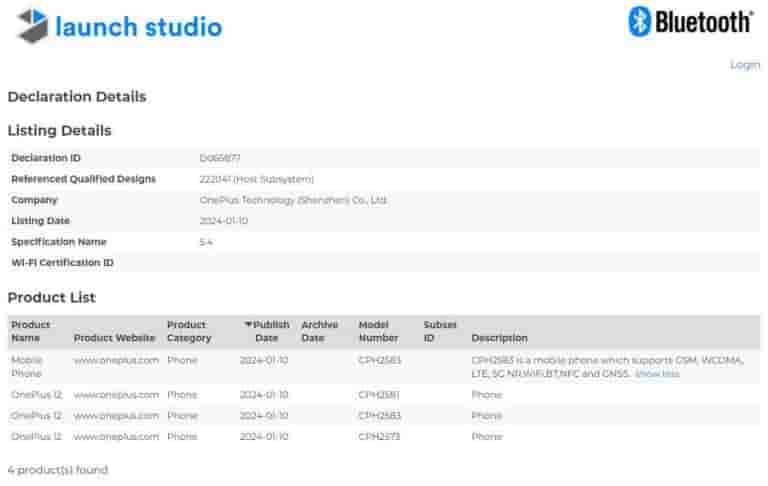 Global OnePlus 12 variants receive Bluetooth SIG certification ahead of ...