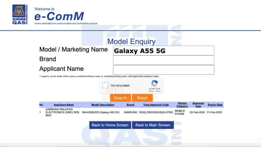 Samsung's Galaxy A55 5G Spotted on Malaysia's SIRIM Certification Database - The Tech Outlook