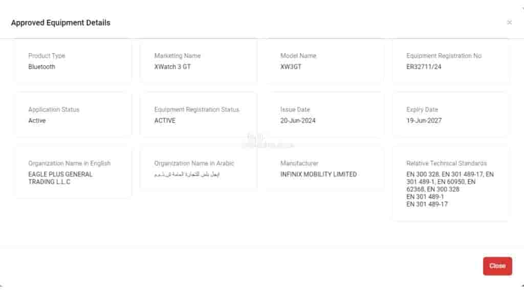 Infinix's upcoming GT series smartwatch sighted on UAE's TDRA ...