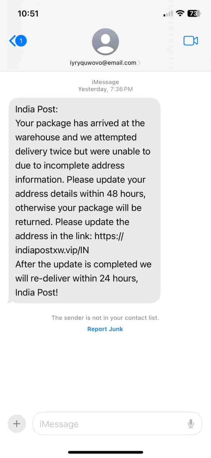 Beware: Fake Indian Postal Service Message Asking to Update Address ...