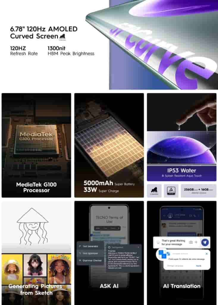Tecno Camon 30S With MediaTek G100 Processor And Sony AI Camera ...