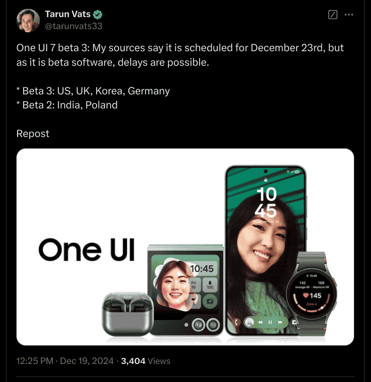 Samsung's One UI 7 Beta 3 Release Date Tipped: Expected to Come Out Early Next Week - The Tech ...