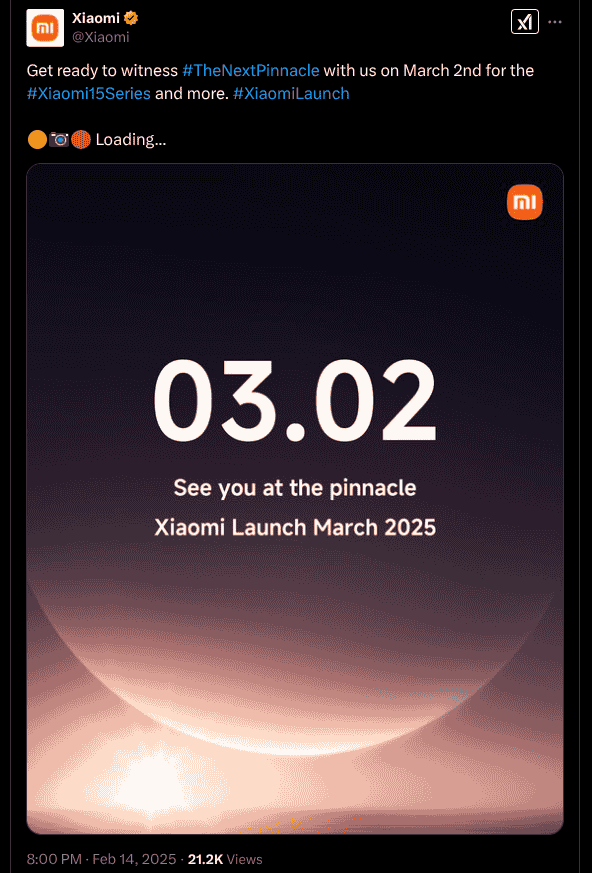 Xiaomi 15 Series Global Launch Officially Announced: Launching Next Month - The Tech Outlook