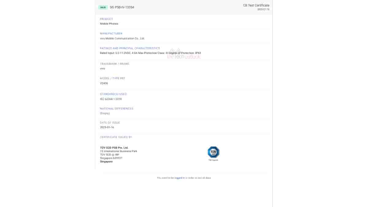Vivo 'V2436' Smartphone Spotted on TUV SUD and FCC Certification Databases: Few Key Specs ...