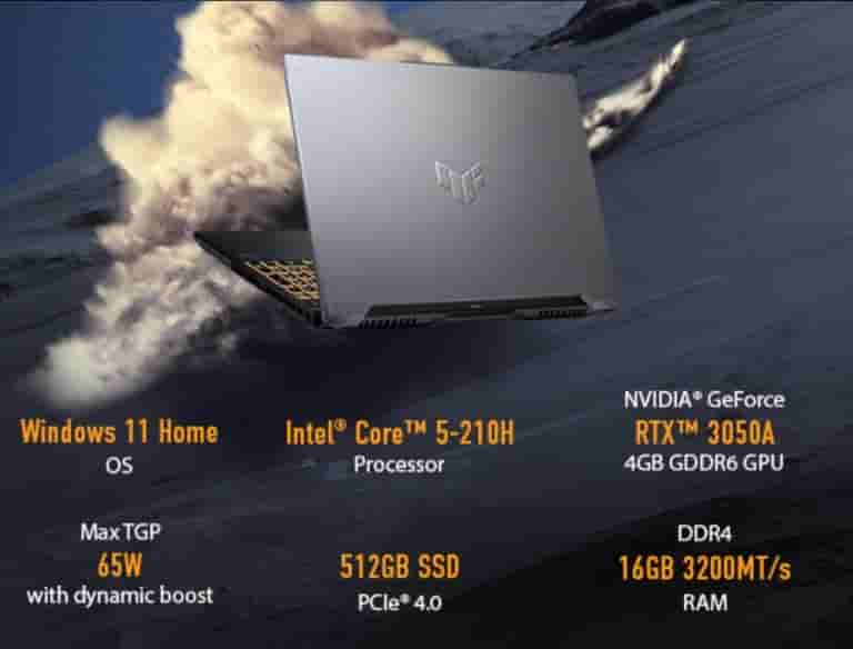 ASUS TUF Gaming F16 (FX607) with Intel Core 5 210H processor and RTX ...