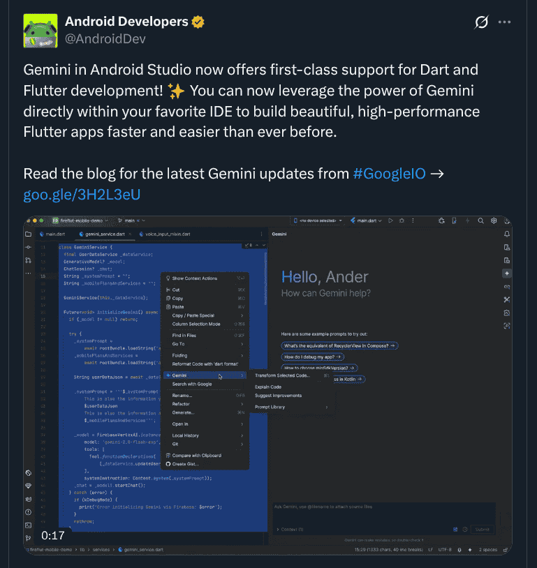 Gemini in Android Studio Now Supports Dart and Flutter Development - The Tech Outlook