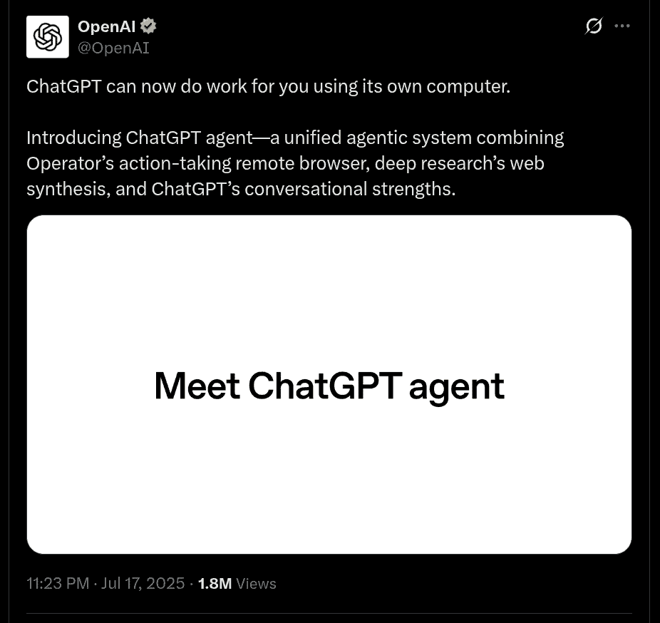 OpenAI Introduces ChatGPT Agent - A Unified Agentic System With a Full Suite of Tools: Already ...