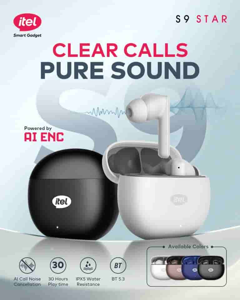itel S9 Star Earbuds with 30-Hour Battery, 10mm Drivers, and IPX5 ...