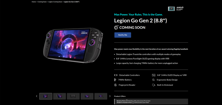 Legion Go Gen 2 (8.8") Handheld Gaming Console Officially Announced ...