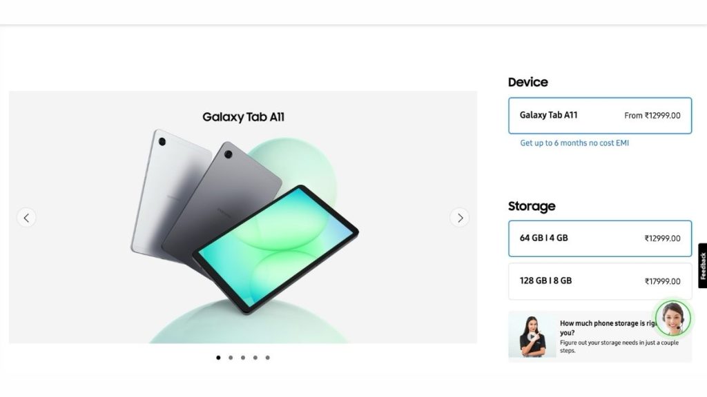 [Update: Also Listed on Flipkart] Samsung Galaxy Tab A11 LTE and Wi-Fi Variants Appear on ...