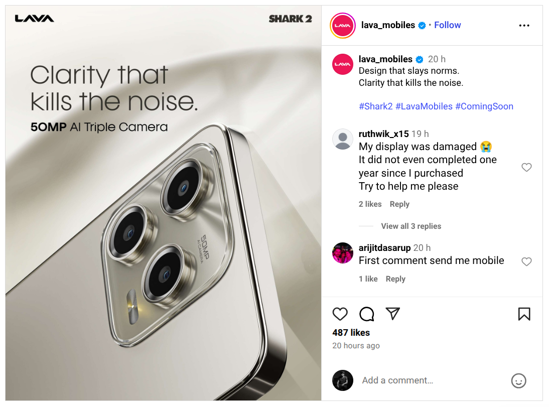 LAVA Shark 2 Smartphone Featuring a 50MP AI Triple Camera System ...