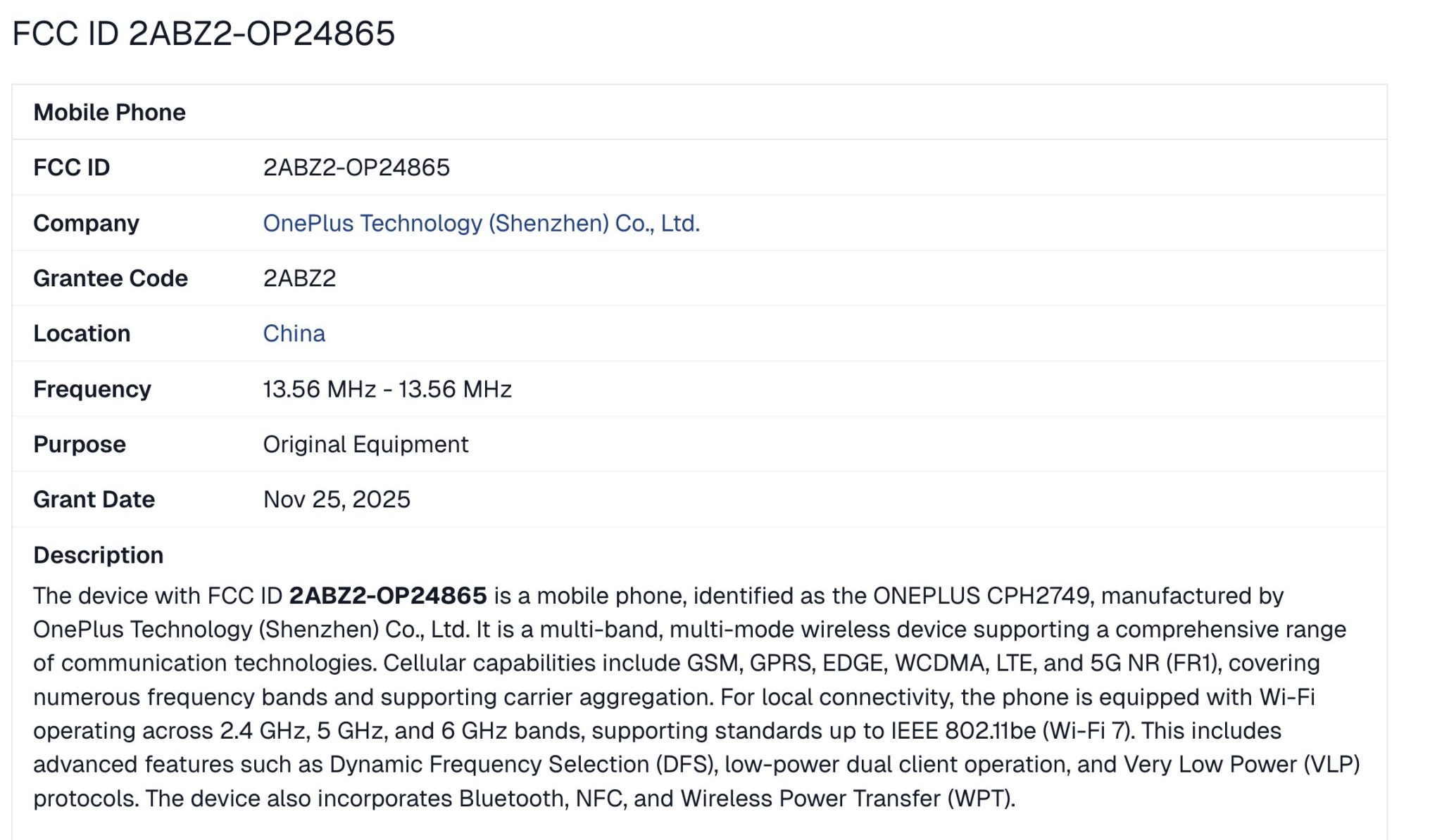 OnePlus 15 approved by the FCC in US; Could launch soon in the US ...