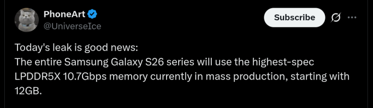 Samsung Galaxy S26 Series All Models Tipped to Feature 12GB LPDDR5X 10 ...
