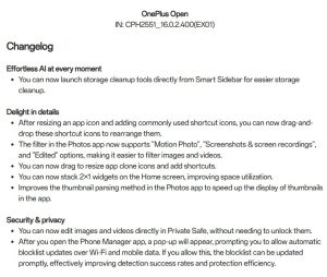 OxygenOS 16.0.2.400 update for OnePlus Open adds Smart Sidebar storage ...