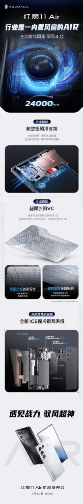 RedMagic 11 Air Teasers Reveal Advanced Cooling Setup with 24,000 RPM ...