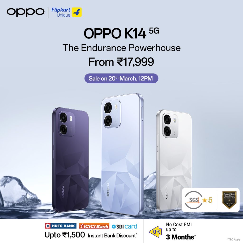 Oppo K14 5G with Dimensity 6300 SoC, 50MP Main Camera, 3900mm² ...