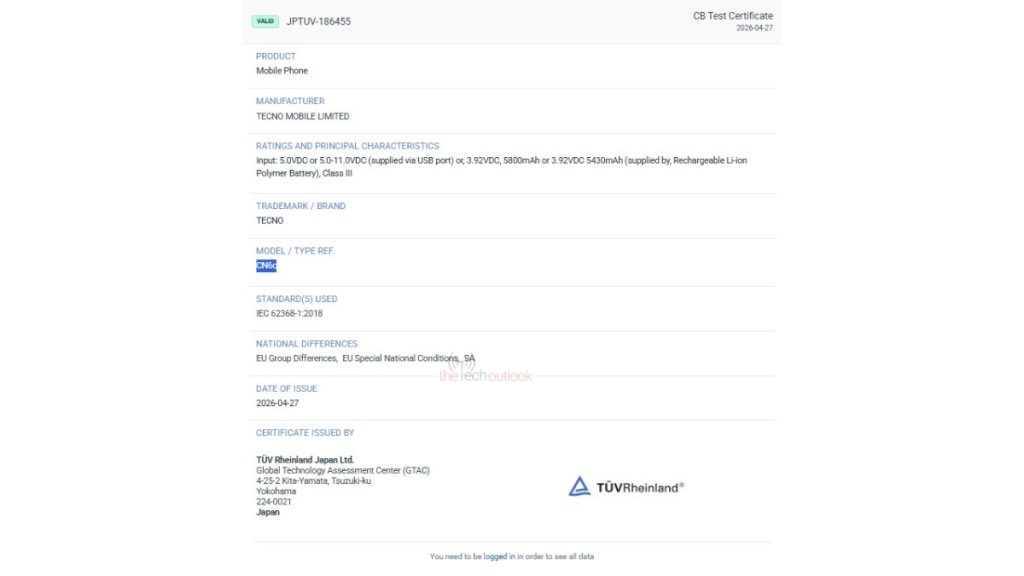 Tecno Camon Slim (CN6c) Spotted on Carlcare and FCC Databases Revealing ...